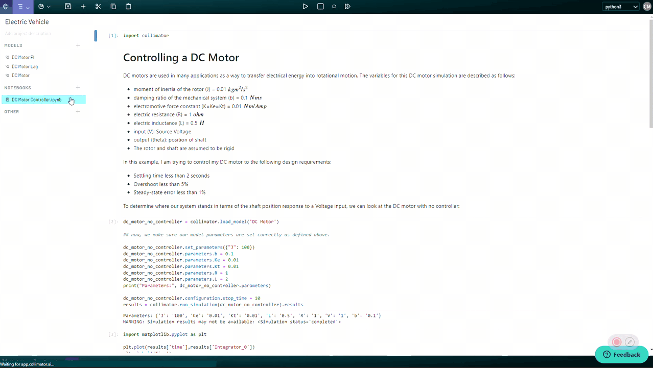 Using the Python Notebook | Collimator